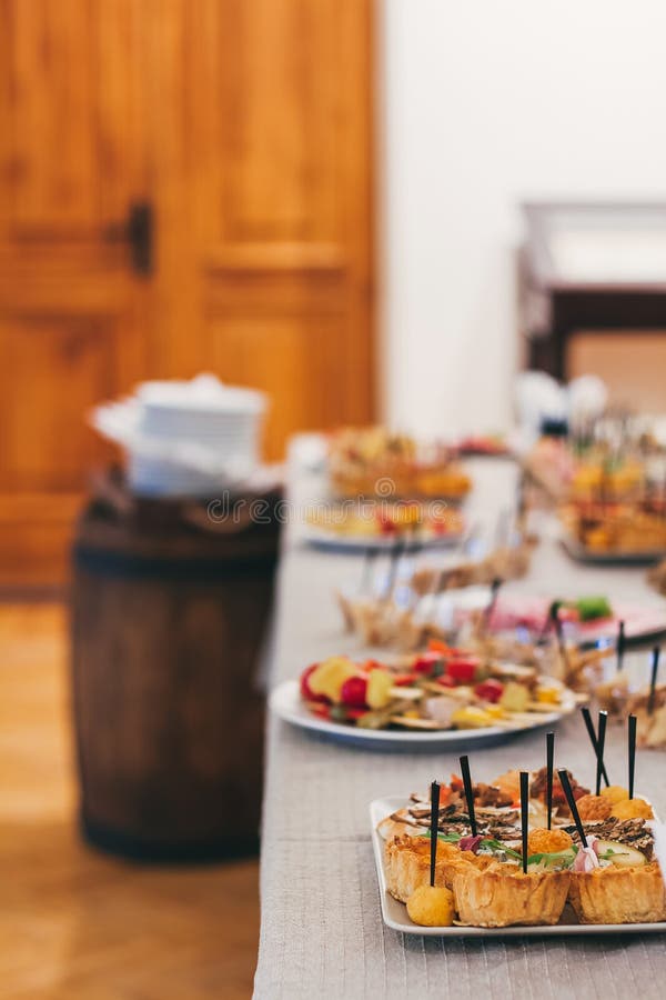 Catering Table Set Service at Restaurant before Party Stock Image ...