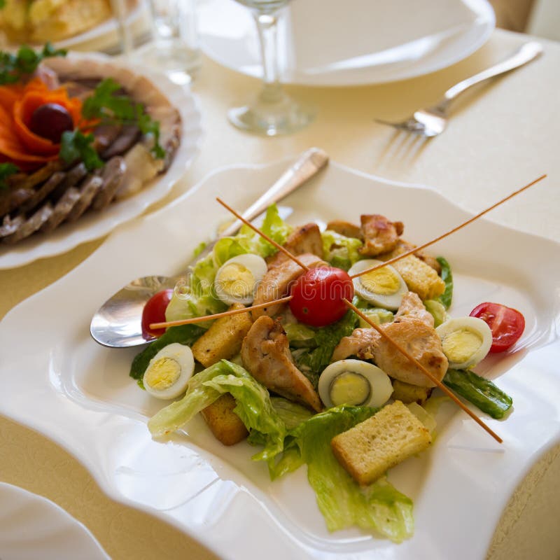 Catering Table Set Service with Silverware Stock Image - Image of ...