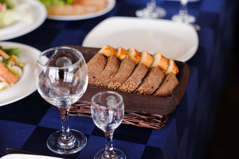 Catering Table Set Service with Silverware Stock Photo - Image of ...