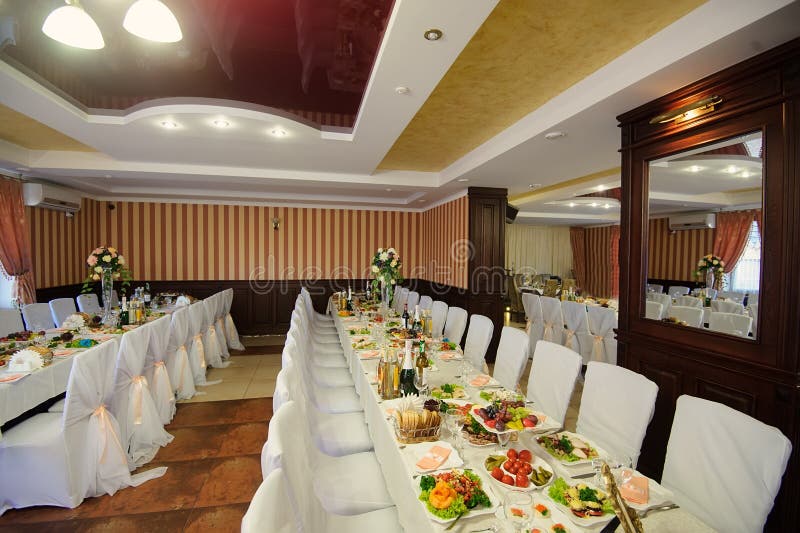 Catering Table Set Service with Silverware Stock Photo - Image of ...