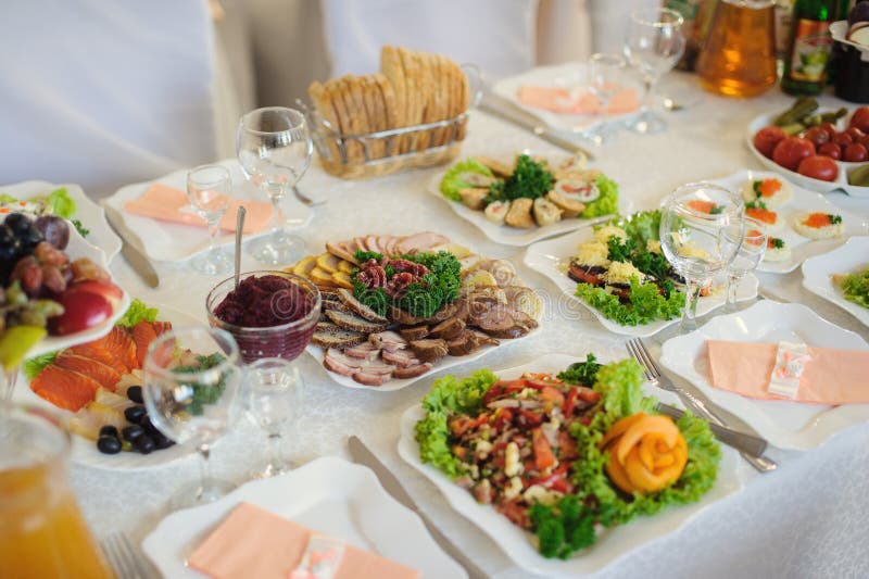 Catering Table Set Service with Silverware Stock Image - Image of glass ...