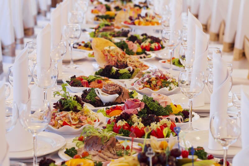 Catering Food Table Set Decoration Stock Image - Image of event ...