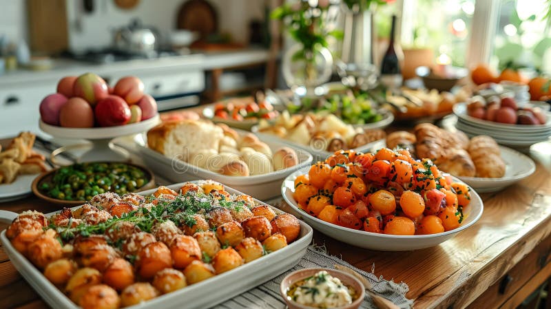 Catering Table Set Service Various Snacks on a Table at Banquet. Stock ...