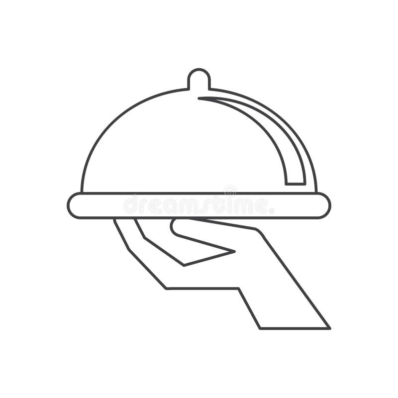 Catering Tray Waiter Service Food Thin Line Stock Vector - Illustration ...