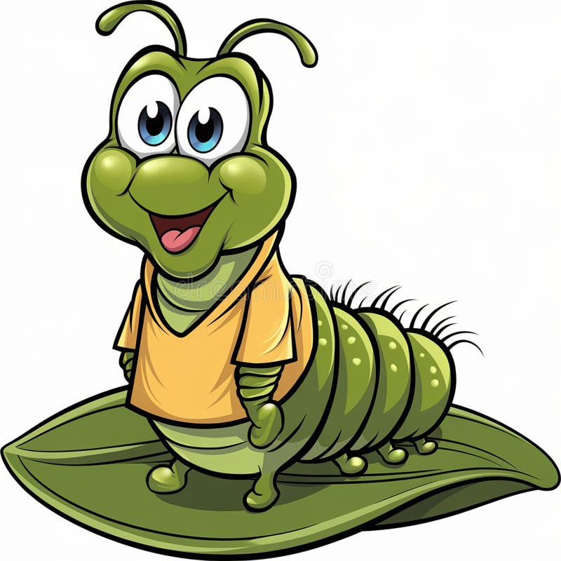 A Cute Caterpillar Funny Cartoon Stock Illustration - Illustration of ...