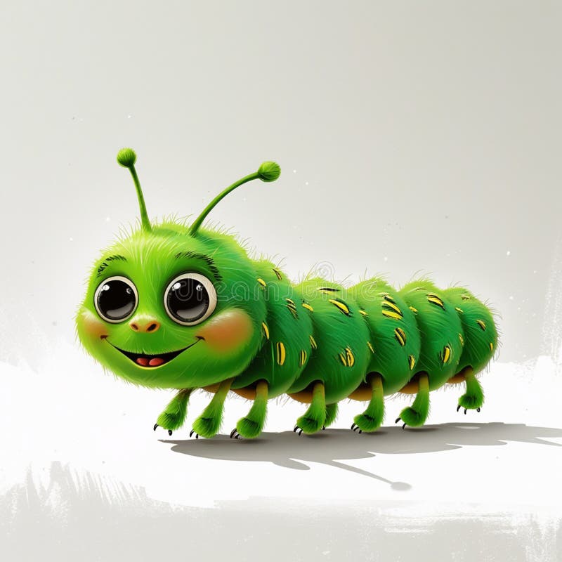 A Cute Caterpillar Funny Cartoon Stock Illustration - Illustration of ...