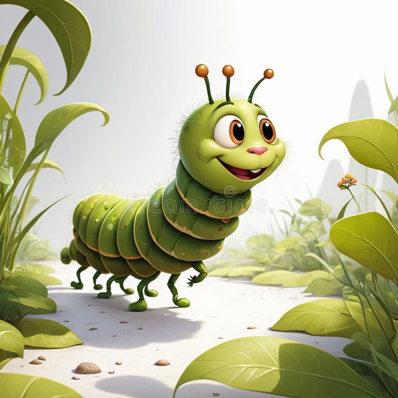 A Cute Caterpillar Funny Cartoon Stock Illustration - Illustration of ...