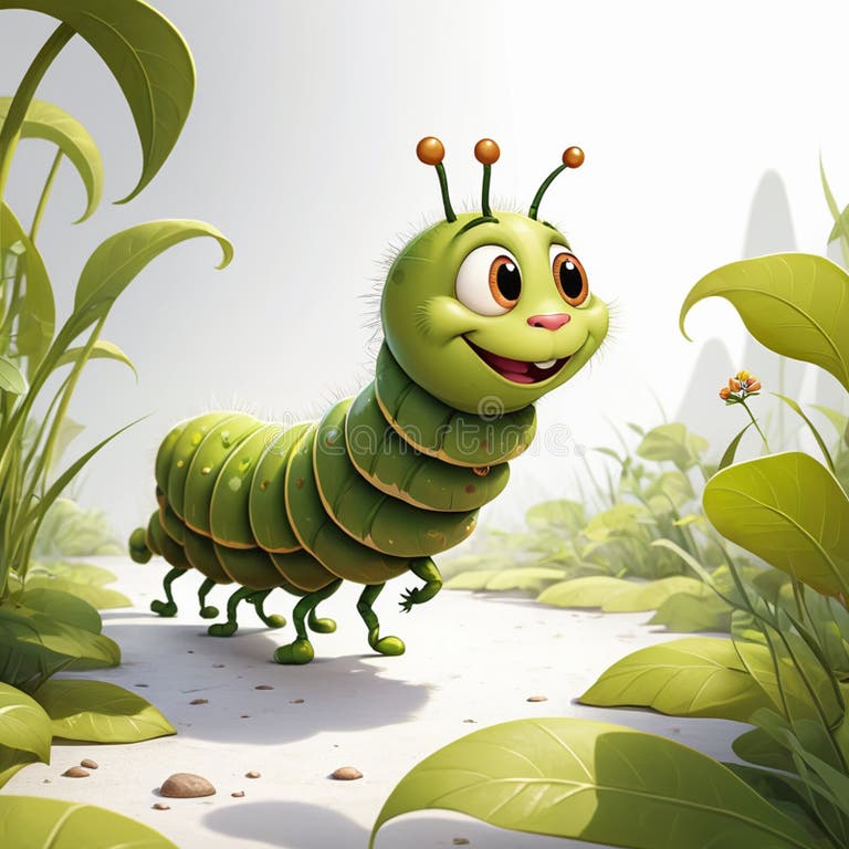 A Cute Caterpillar Funny Cartoon Stock Illustration - Illustration of ...
