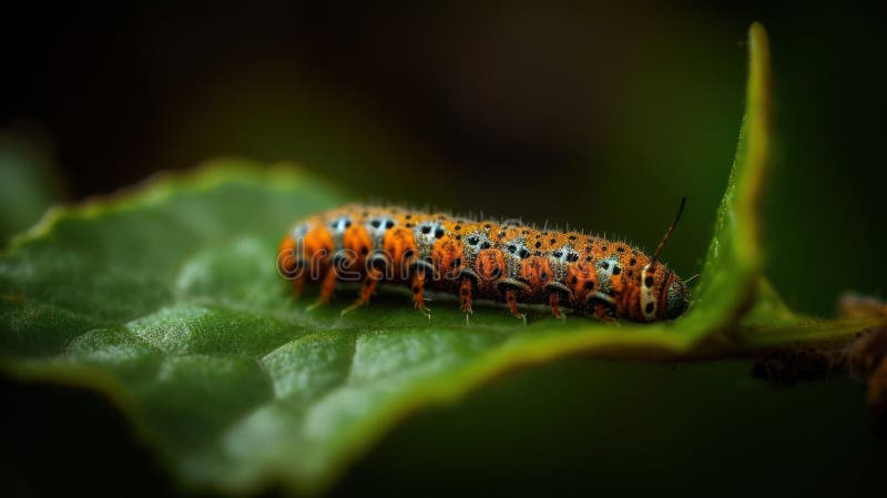 A Caterpillar Crawls Along a Leaf Inching Its Way To Its Next ...