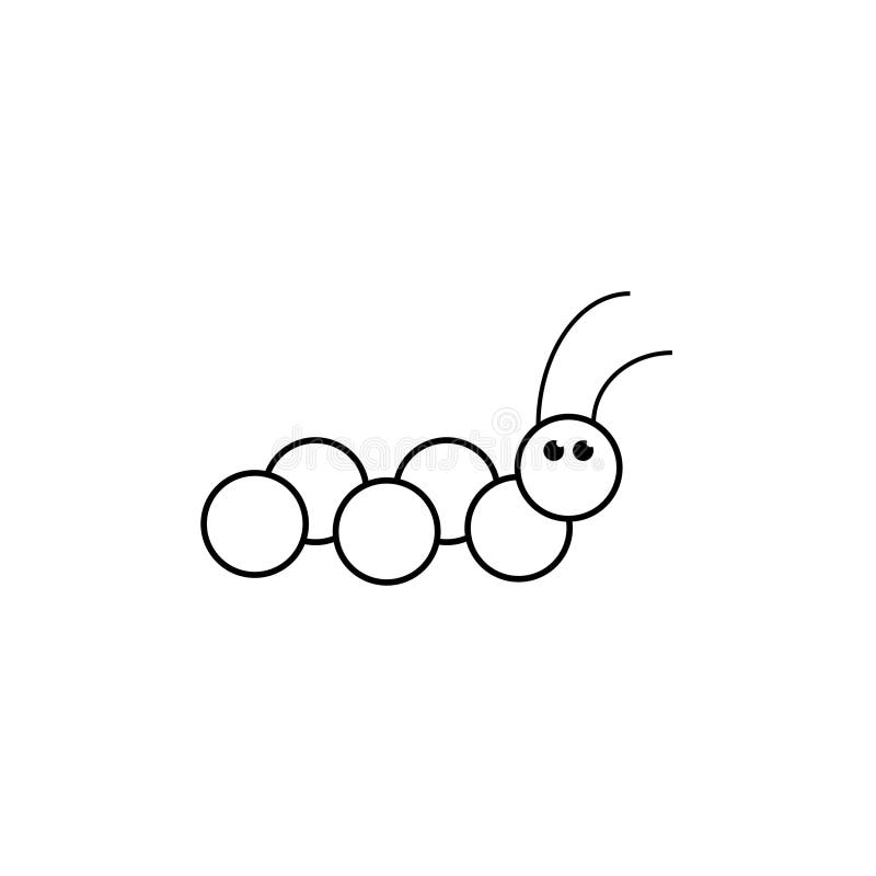 Caterpillar Icon. Cute Bug Vector. Black Insect Shape. Simple Cartoon ...