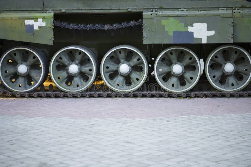 Caterpillar and Rollers of the T-72 Soviet Era Tank Stock Photo - Image ...