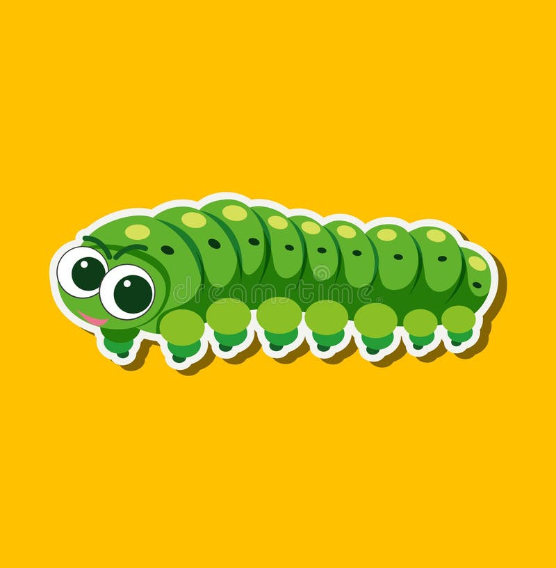 A Caterpillar Sticker Character Stock Vector - Illustration of clip ...