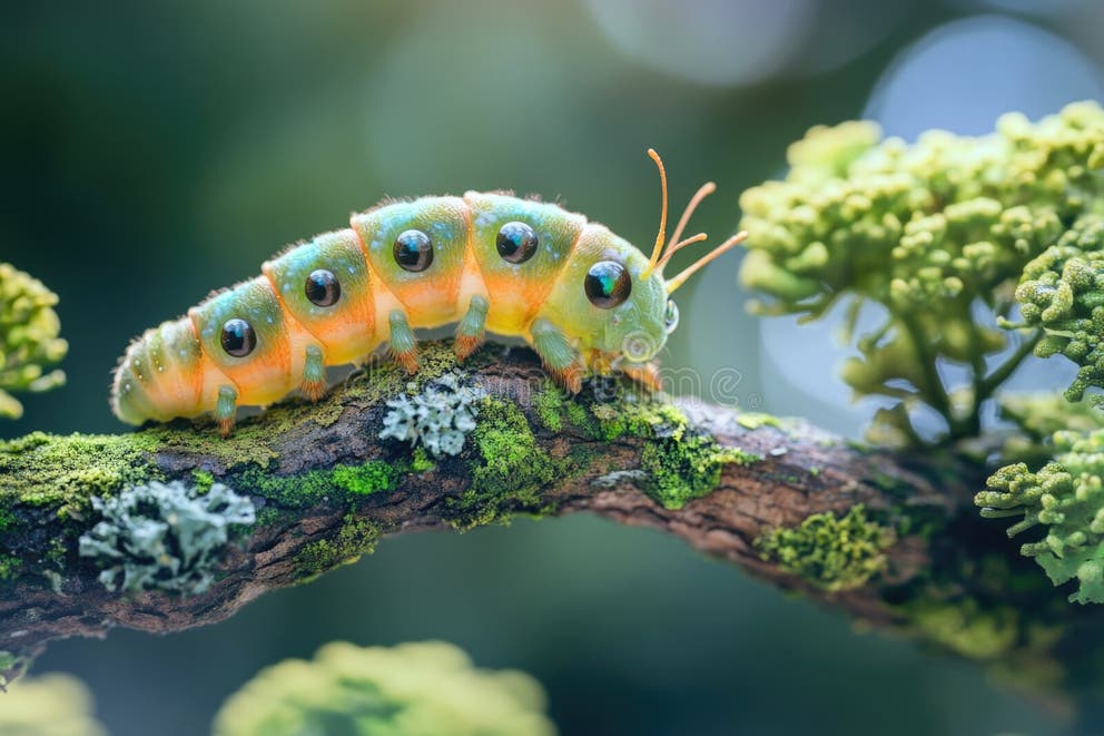 Caterpillar on tree branch stock photo. Image of tree - 381760202
