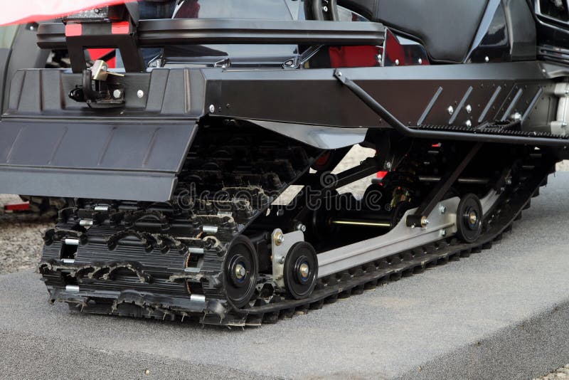 Caterpillars of a Modern Snowmobile. Stock Image - Image of machine ...