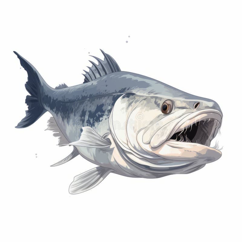 Detailed White Background Catfish Close-up Flat Drawing in 8k ...
