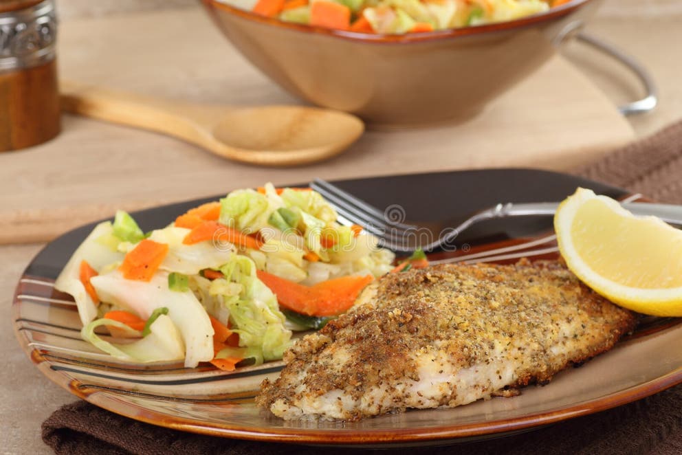 Catfish Dinner stock image. Image of white, plate, lemon - 22910789