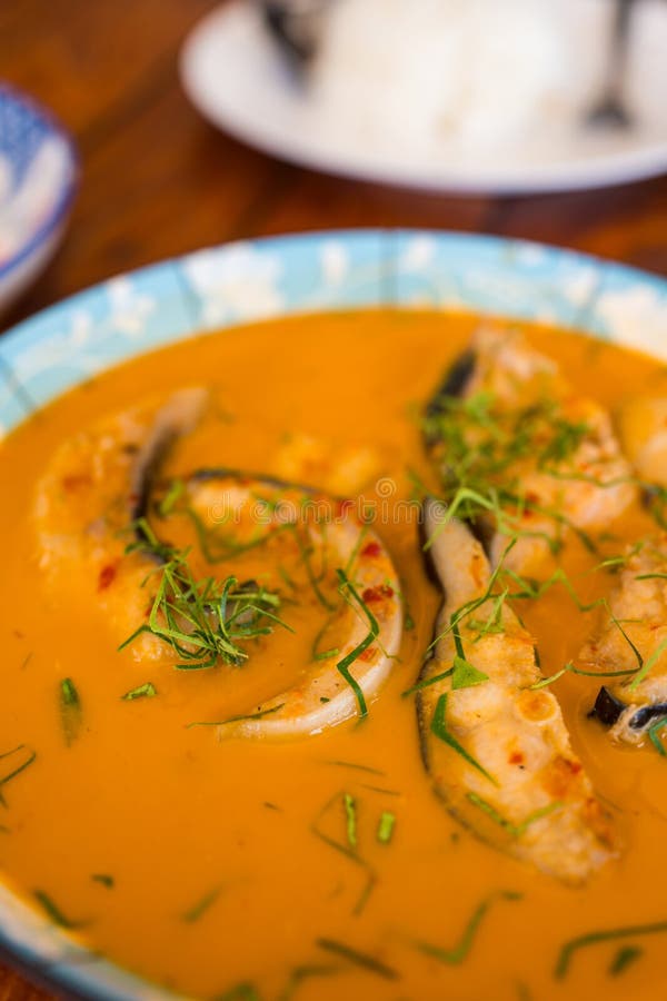 Catfish Fish in Dried Red Curry Sauce Stock Photo - Image of sauce ...