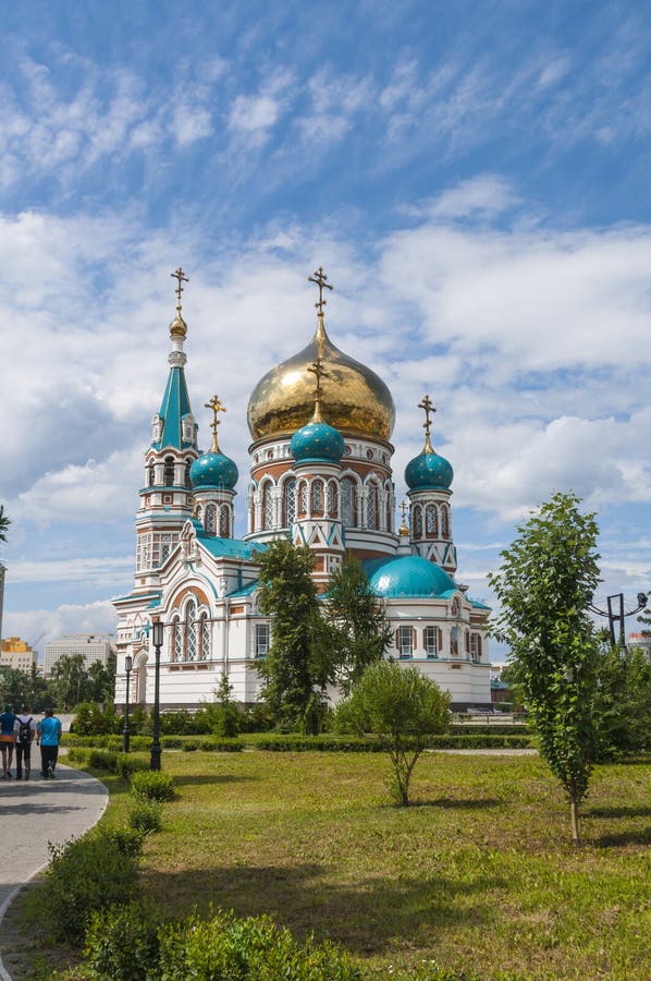 Cathedrai in Center of Omsk in Winter Stock Image - Image of highway ...