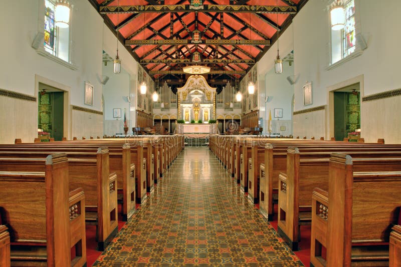 Inside of a Church, Balcony View Stock Image - Image of communion ...