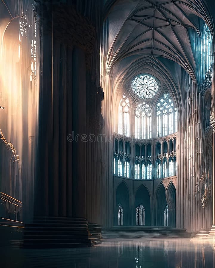 The Cathedral of Barcelona is a Gothic Cathedral. Stock Illustration ...