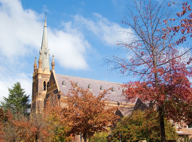 Cathedral Behind the Autumn Tr Stock Photo - Image of place, religious ...
