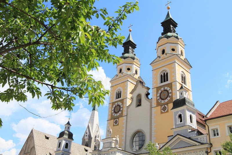 Cathedral of Brixen Main Facade, from Domplatz, Duomo Di Bressanone ...