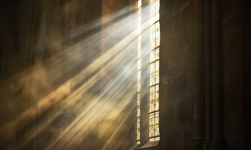 Cathedral or Church Window with Piercing Rays of Light, Religious ...