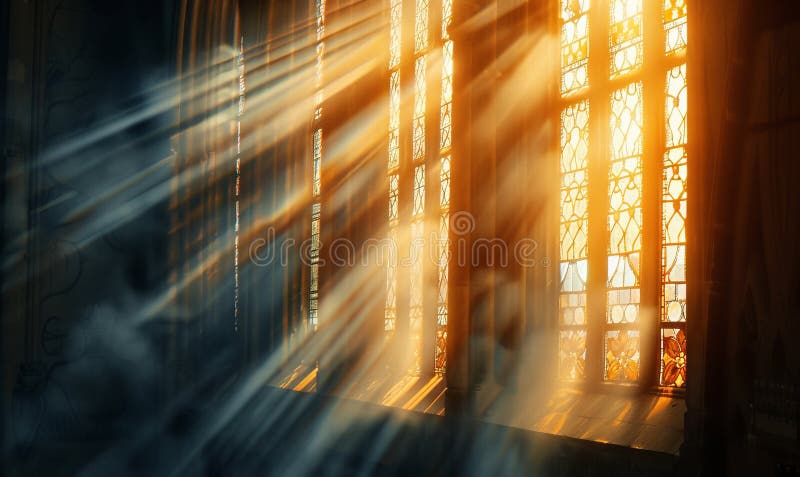 Cathedral or Church Window with Piercing Rays of Light, Religious ...