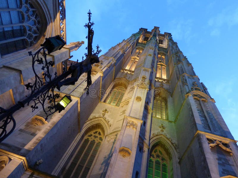 Cathedral in the City of Mechelen Stock Photo - Image of lighting ...