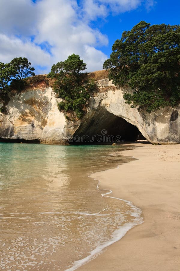 Cathedral Cove Coromandel Arch Stock Image - Image of scene, grass ...
