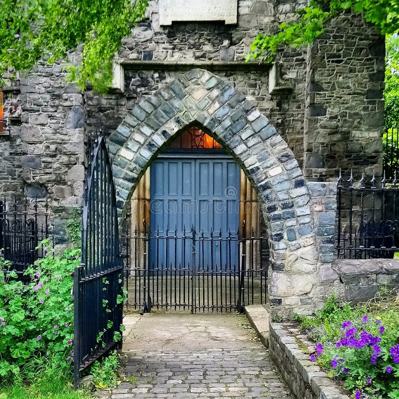 Cathedral stock image. Image of ireland, gateway, path - 96715433