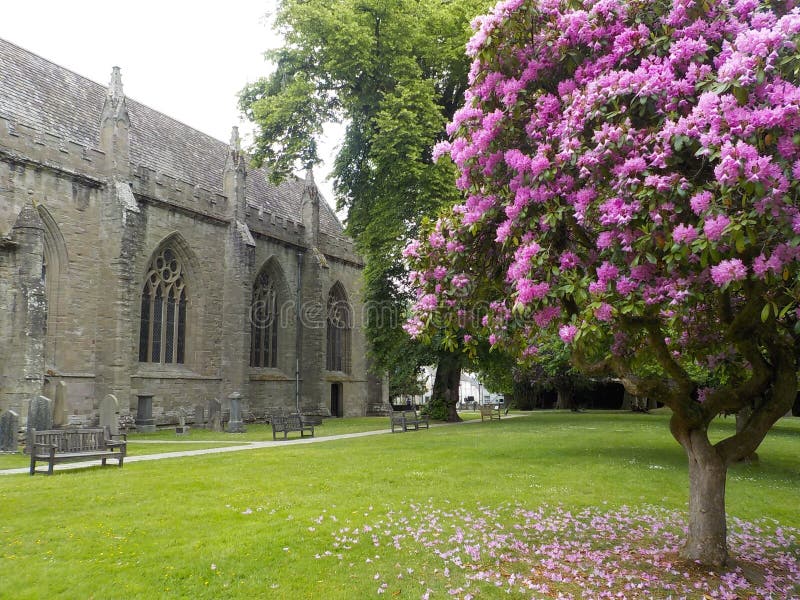 Cathedral of Dunkeld Gardens, Scotland Stock Image - Image of greatest ...