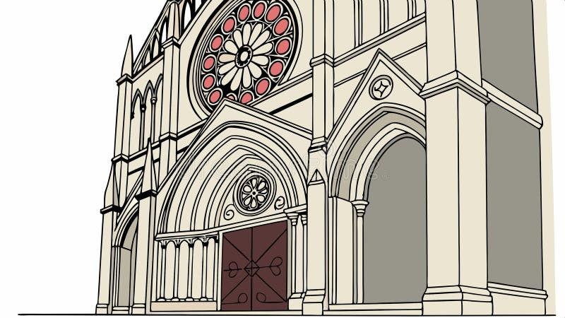 Cathedral Front Detail, Gothic Art Vector Design Illustration ...