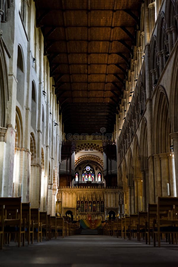 Cathedral Interior from Low Angle with Seating Where Church Services ...