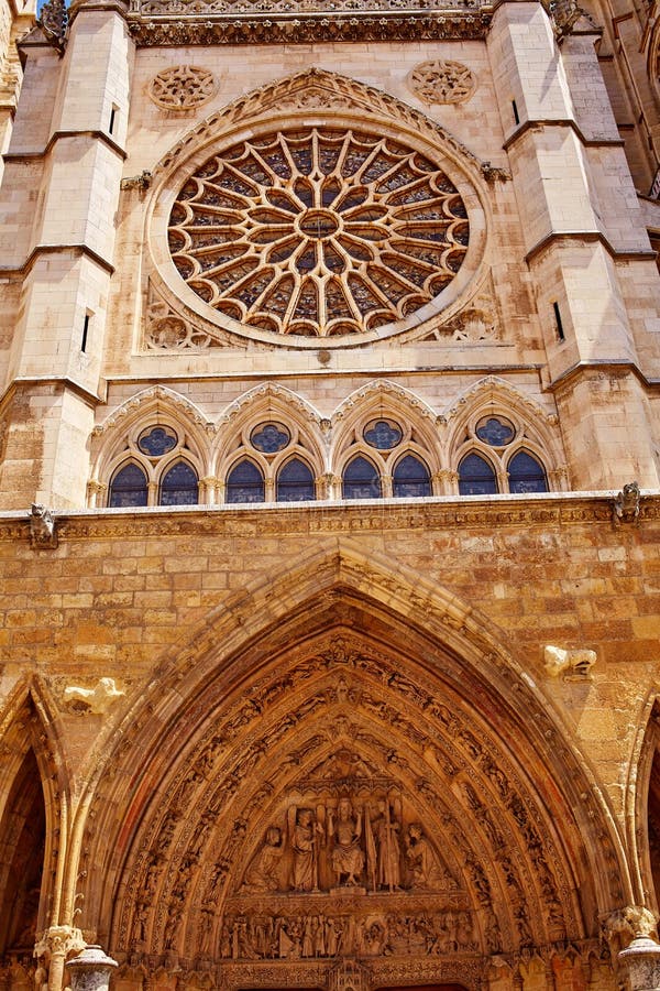 Cathedral of Leon Gothic Rosette in Castilla Stock Image - Image of ...