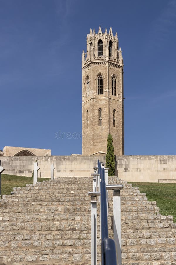 The Cathedral of Lerida with Some Stairs in Front Stock Image - Image ...