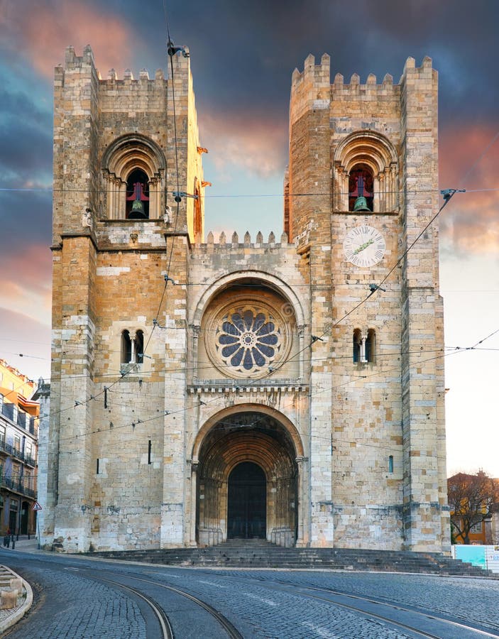 Cathedral of Lisbon at Sunset, Portugal Stock Photo - Image of portugal ...