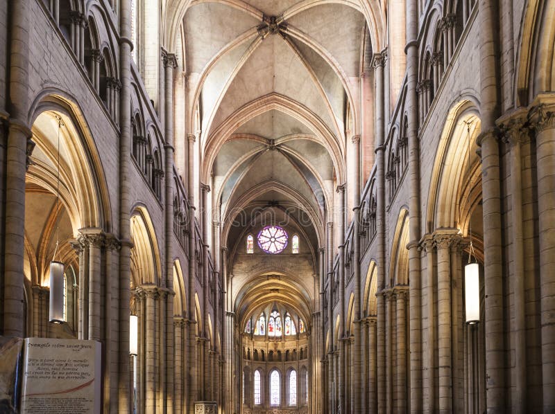Cathedral Lyon France Painted Stained Glass Editorial Photo - Image of ...