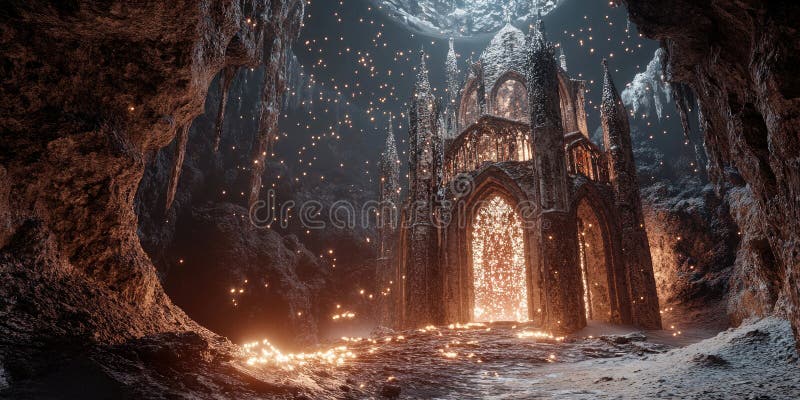 A Cathedral Made of Bones and Glowing Gems for Dark Fantasy, Gothic, or ...