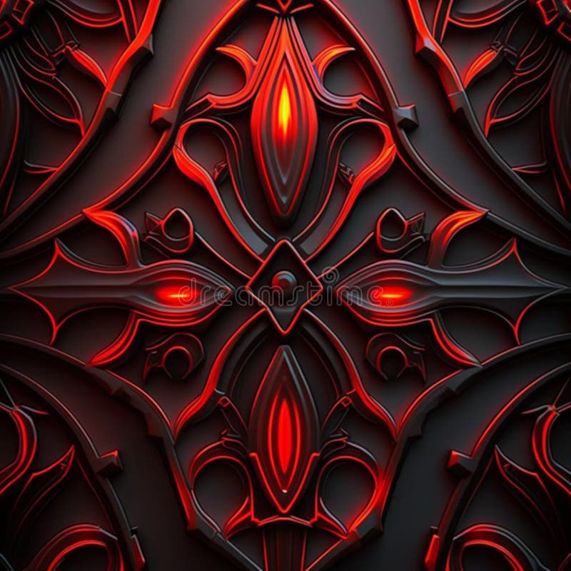 Cathedral Themed Pattern with Red and Black Colors Stock Illustration ...