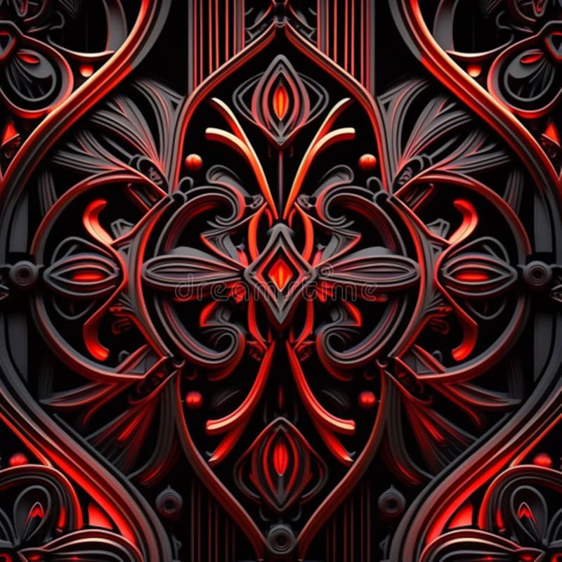Cathedral Themed Pattern with Red and Black Colors Stock Illustration ...