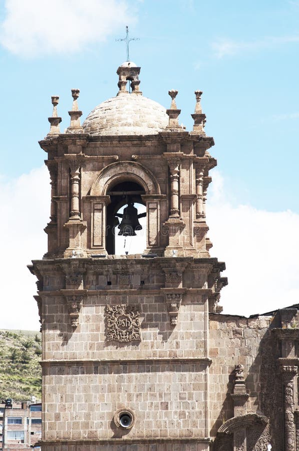 The Cathedral of Puno Peru, Bell Tower and the Configuration is Baroque ...