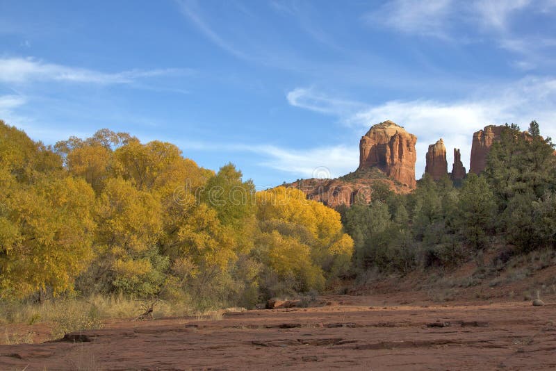 Cathedral Rock Fall Landscape Stock Photo - Image of autumn, arizona ...