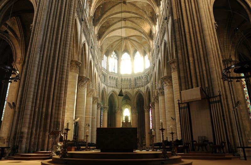 Interior Rheims Cathedral France Stock Photo - Image of pinacle ...