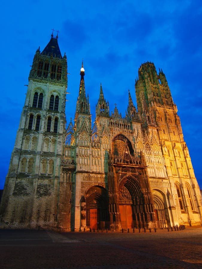 Cathedral of Rouen at Evening Stock Image - Image of notre, church ...