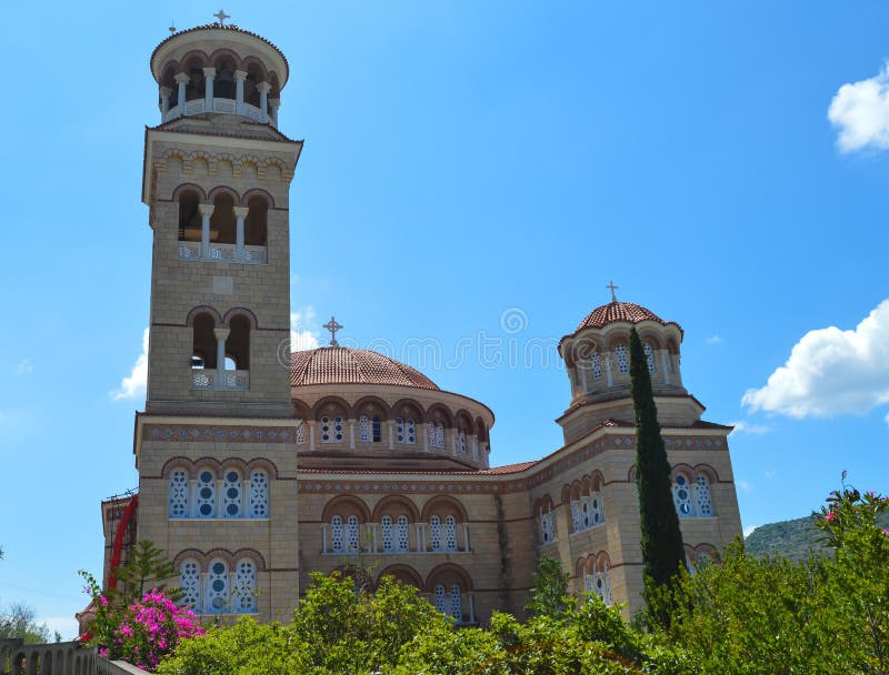 Cathedral of Saint Nectarios in Aegina Island, Greece on June 19, 2017 ...