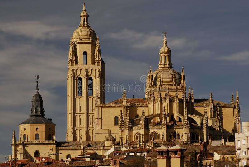Cathedral of Santa Maria in Segovia Stock Photo - Image of clouds ...