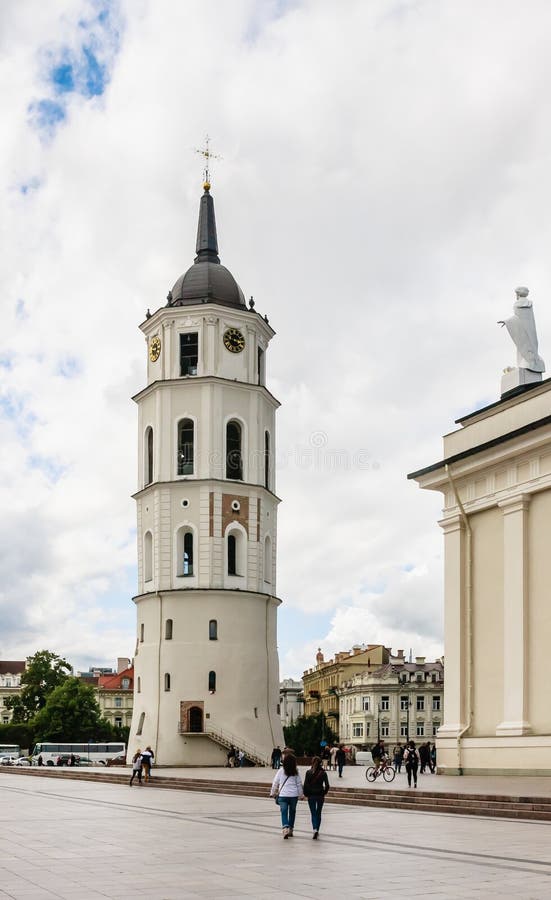 Cathedral Square. Cathedral, Bell Tower. Vilnius Editorial Photography ...