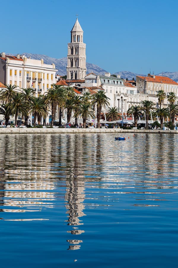 Cathedral of St Domnius Reflects in the Water Stock Image - Image of ...