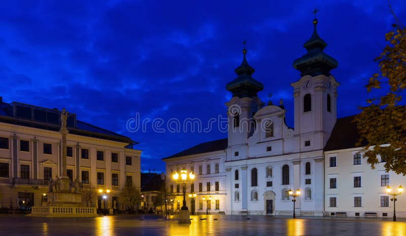 Cathedral of Gyor, Hungary stock image. Image of central - 277051791
